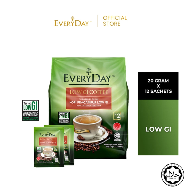 EVERYDAY Low Gi Coffee (20g x 12sachets x 1 Pack) [Exp 2028]-Halal ...