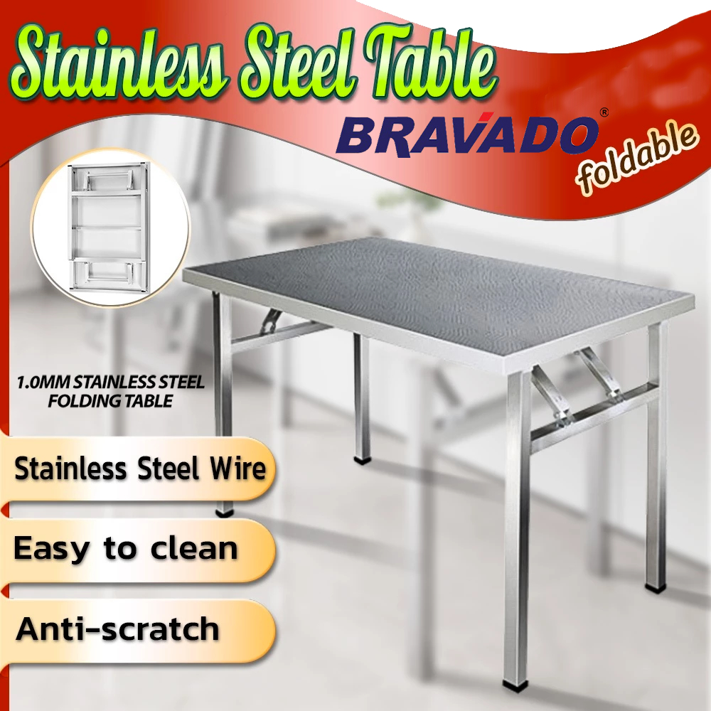 🔥Square/Round🔥BRAVADO STAINLESS STEEL FOLDING TABLE BANQUET TABLE ...