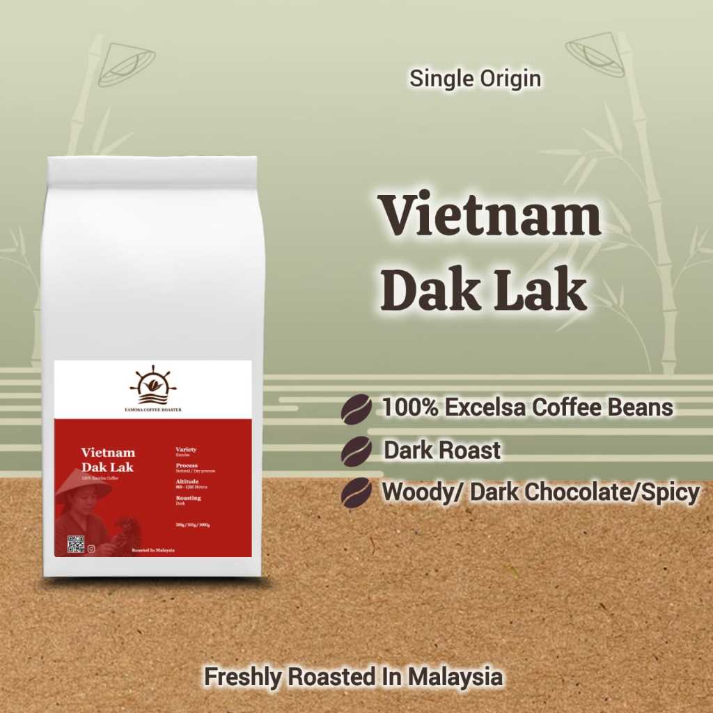 Single Origin [ Vietnam Dak Lak ] Dark Roast Excelsa Coffee Beans 200g ...