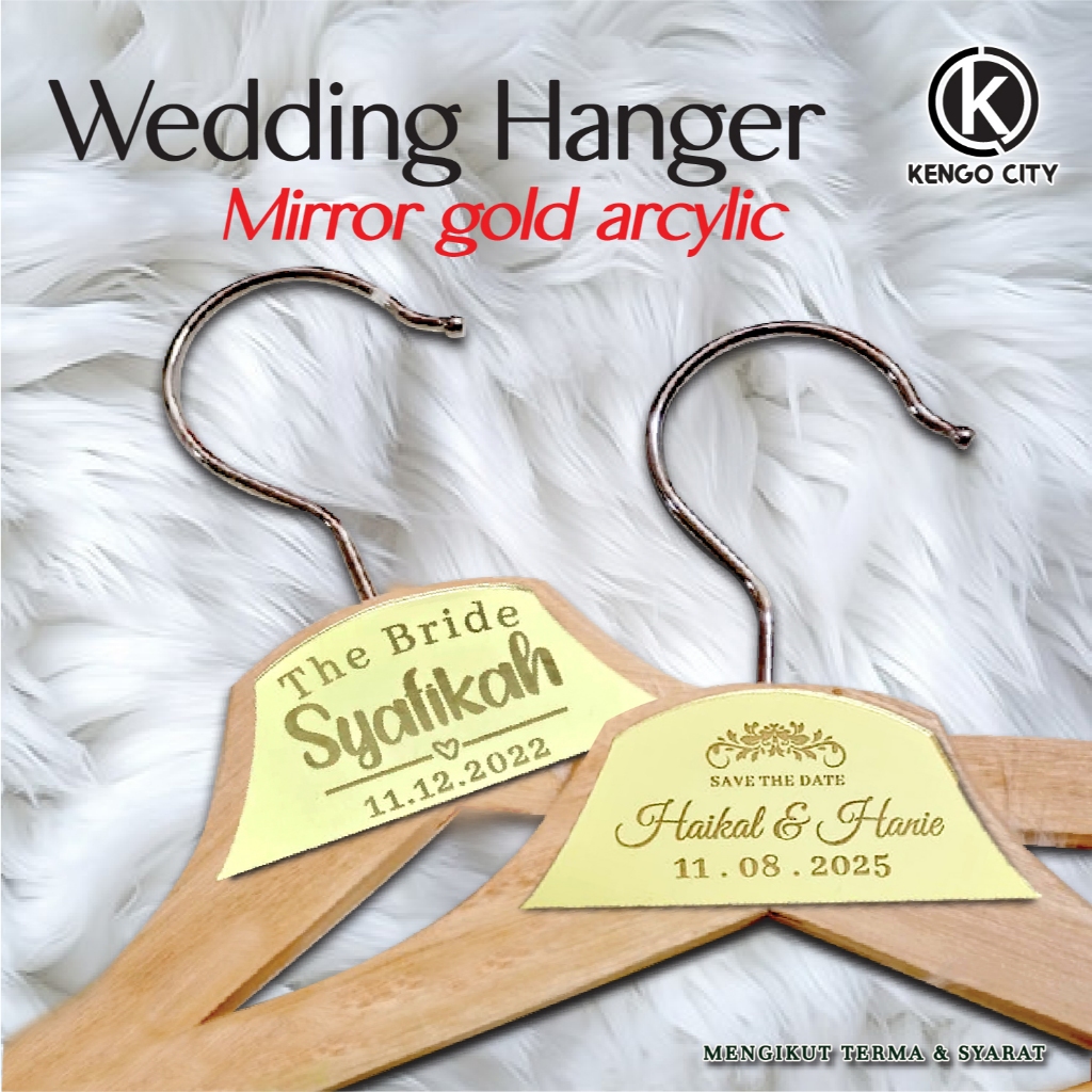 Custom hanger with name using Acrylic /Hanger kayu ukir nama/wedding ...