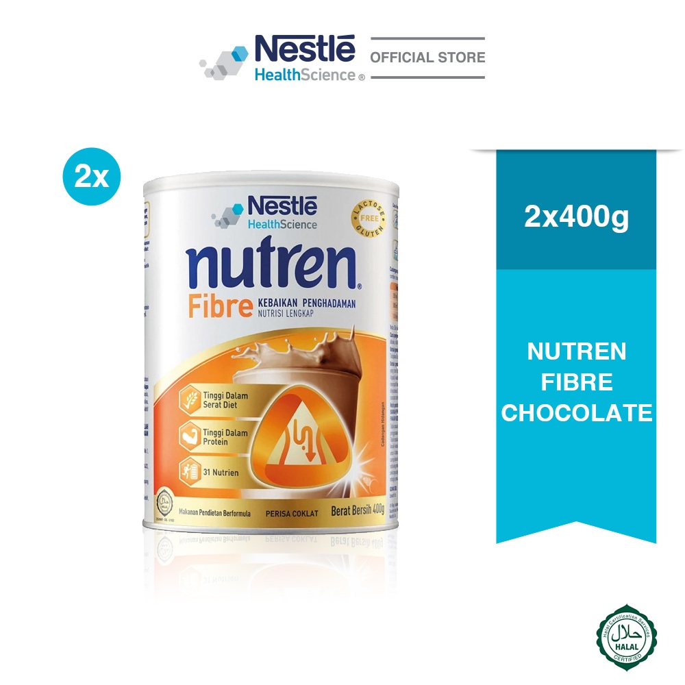 NESTLE Nutren Fibre Complete Nutrition 400g Gut Health Chocolate ...