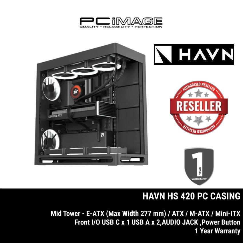 HAVN HS 420 MID TOWER GAMING PC CASE - BLACK/WHITE 1 Year Warranty ...