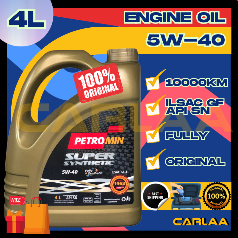 PETROMIN FULLY SUPER SYNTHETIC PLUS API SN 5W40 4L ENGINE OIL MINYAK ...