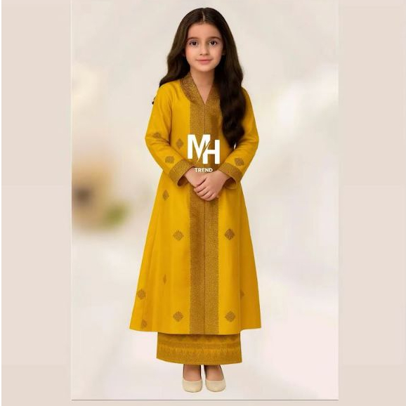 Baju Kebarung Labuh Budak Exclusive +Veil Free Sungket bunga tabur anak ...