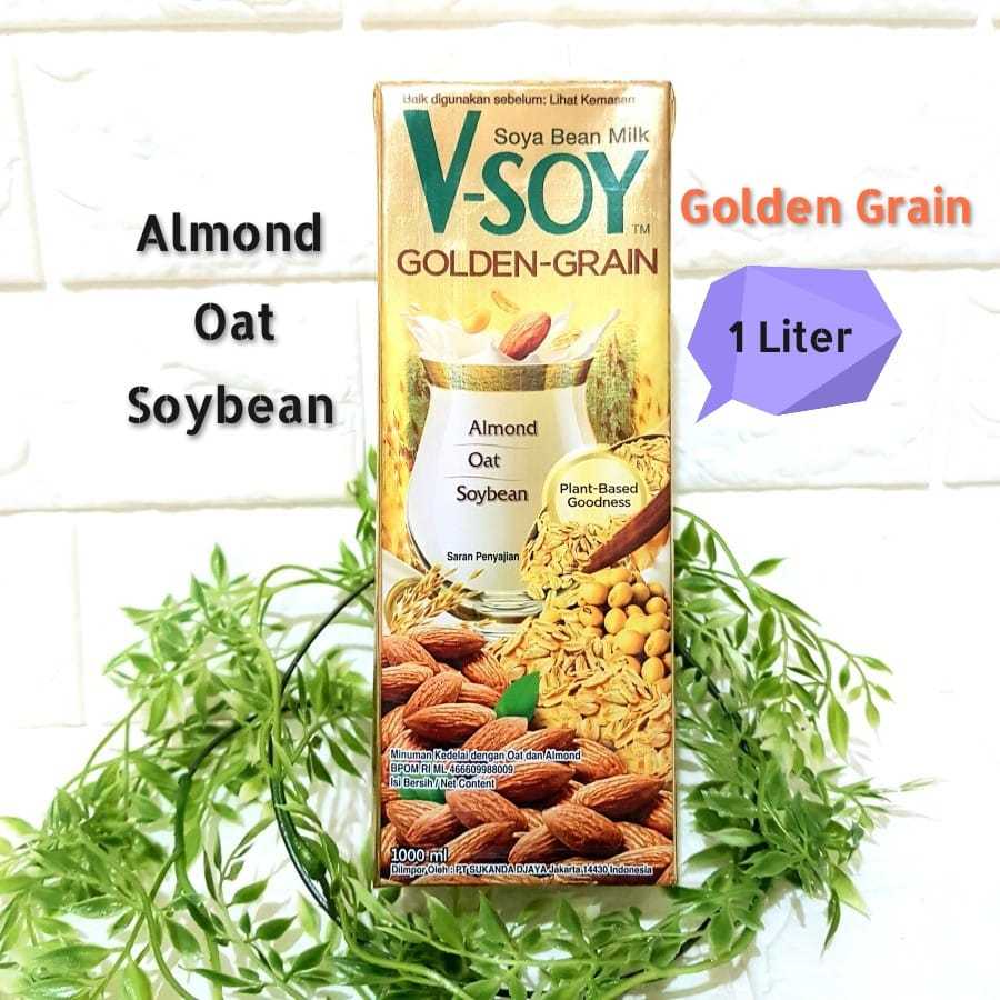 V SOY Soya Bean Milk Golden Grain {Almond Oat Soybean} 1 Liter | Shopee ...