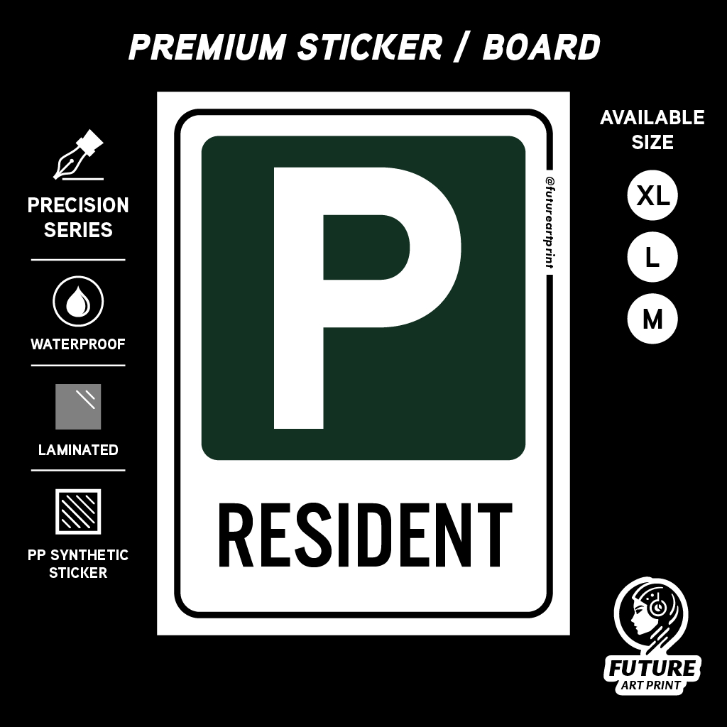 Resident Parking Car Park. Sticker Sign Board Signage Signboard Label ...