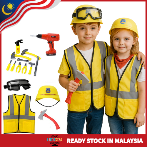 Kids Construction & Engineer Toy Set – Pretend Play Tools, Hat & Vest ...