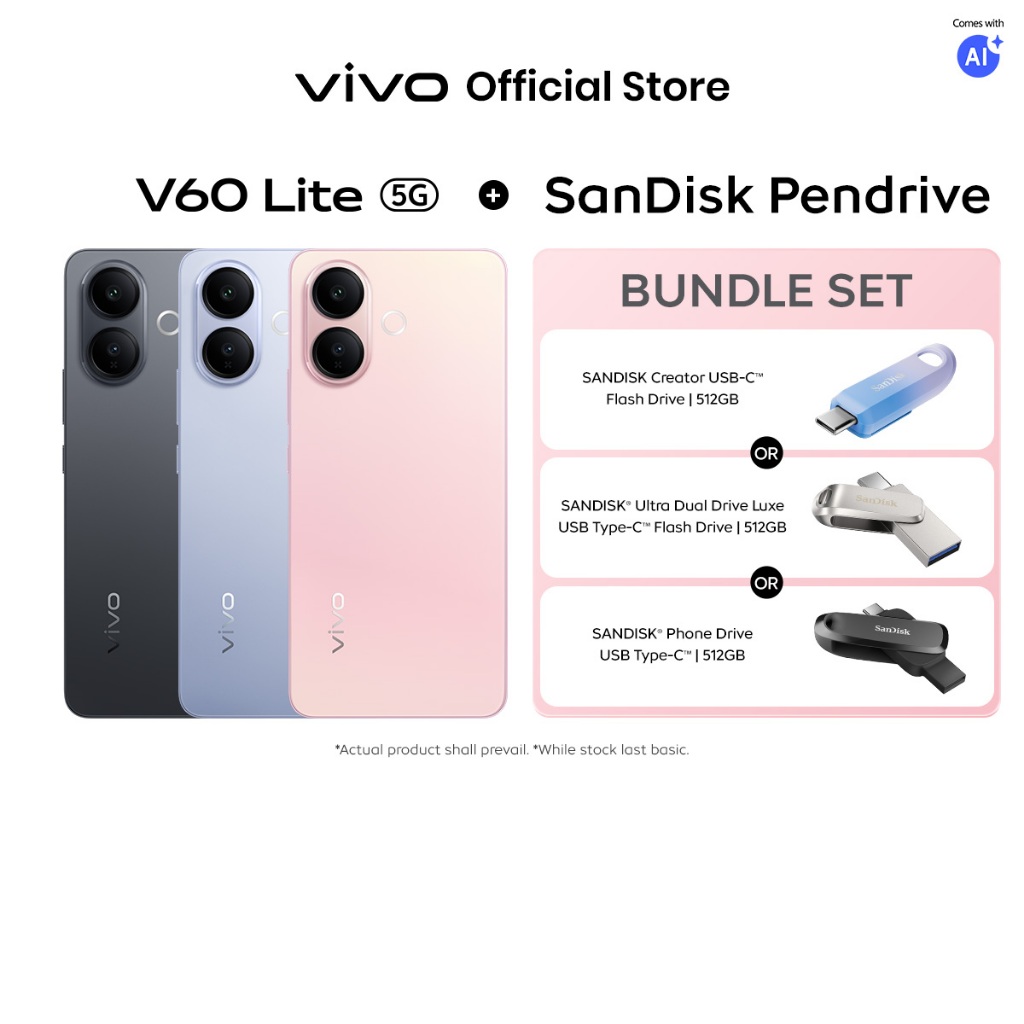 [vivo V60 Lite x Sandisk] vivo V60 Lite 5G Series + Sandisk 512GB Flash ...