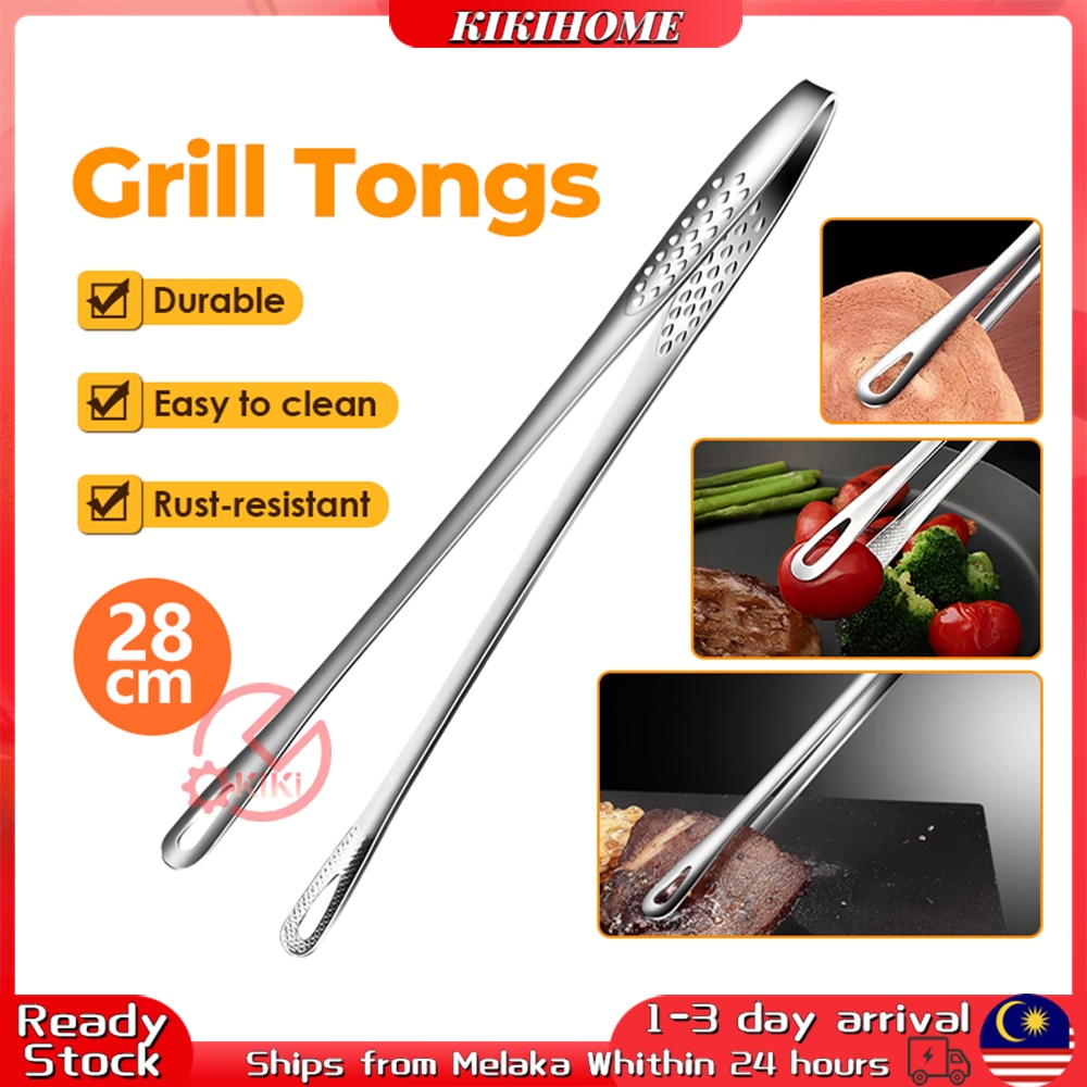 Long Handle Stainless Steel BBQ Food Clip Tongs Gripper Tweezer rust ...