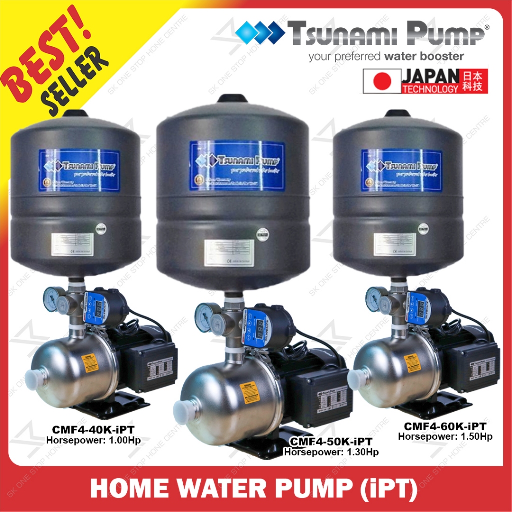 TSUNAMI PUMP Stainless Steel Booster Pump w PRESSUSE TANK CMF4-40K-iPT ...