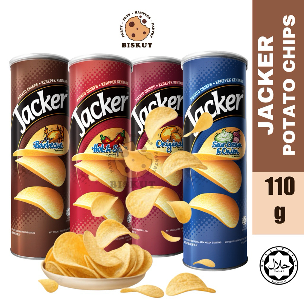 Jacker Potato Crisps 110g Original / Hot & Spicy / Sour Cream Onion ...