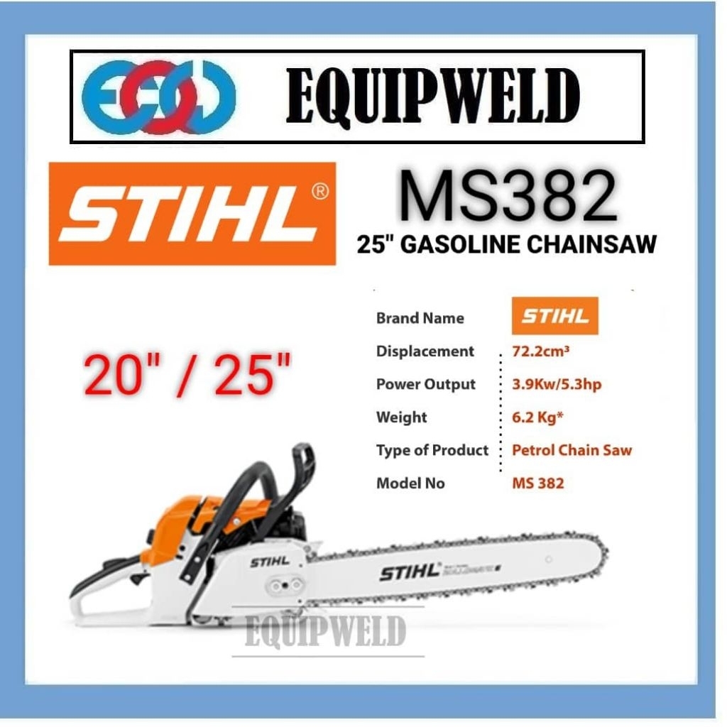 STIHL MS382 25" GASOLINE CHAINSAW (ORIGINAL) HEAVY DUTY CHAIN SAW ...