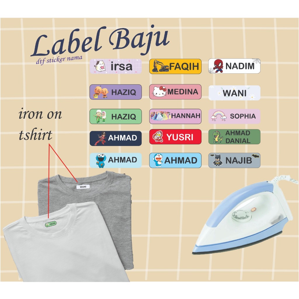 *FAST SHIP* Sticker Nama Iron on label new design | dtf print Nama Iron ...
