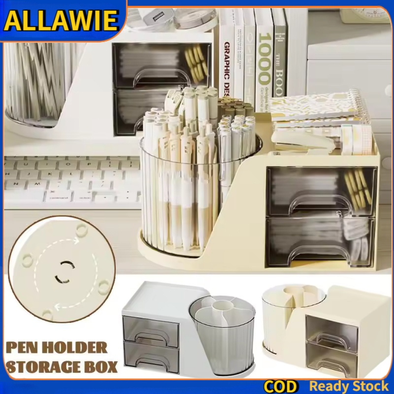 360-Degree Rotating Pencil Holder Desktop Drawer Organizer Stationery ...