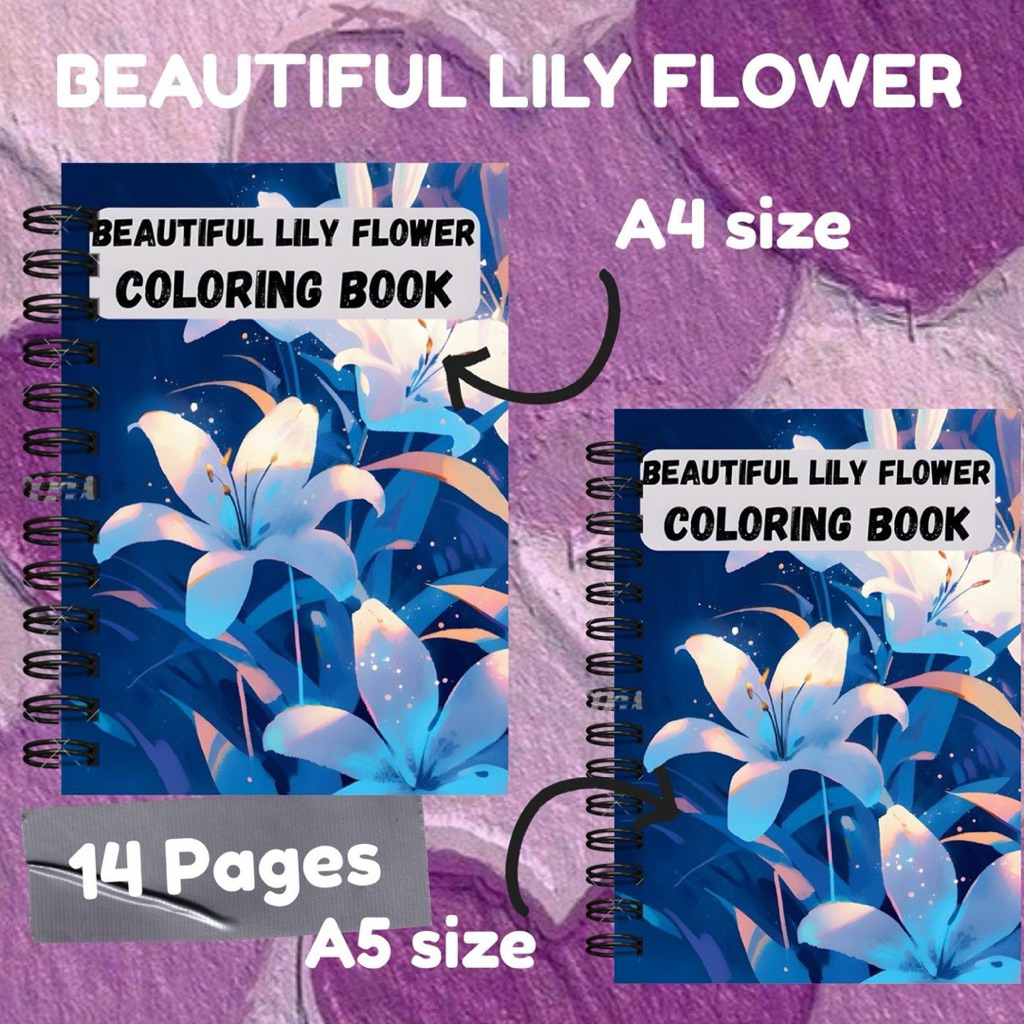 BEAUTIFUL LILY Coloring book loose paper coloring book 14 pages A4,A5 ...