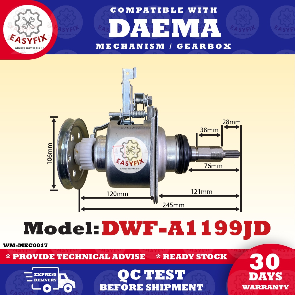 DWF-A1199JD COMPATIBLE WITH DAEMA WASHING MACHINE MECHANISM (GEARBOX ...