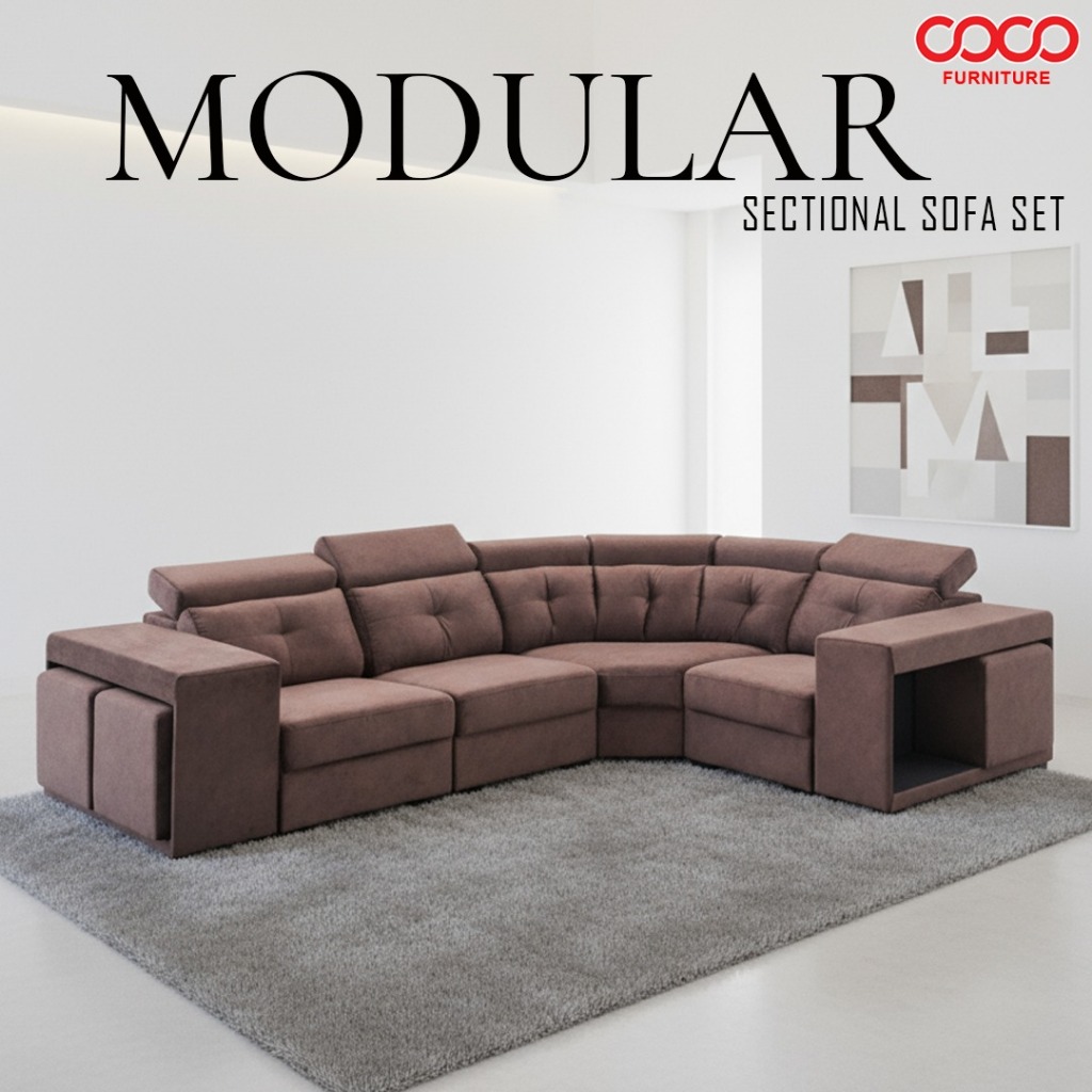 FREE Installation COCO U SHAPE Velvet_Sofa Set Sofa Ruang Tamu Living ...