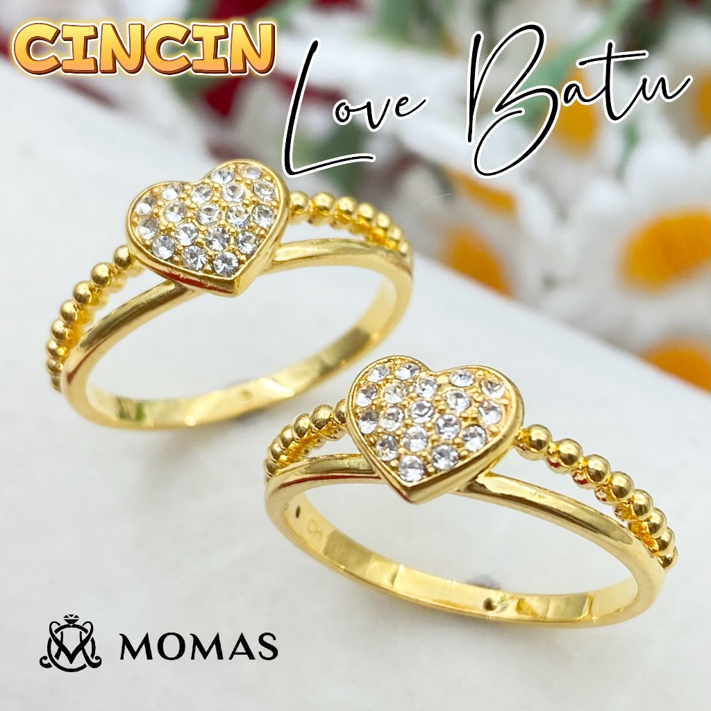 MOMAS CINCIN LOVE DIAMOND 5D Emas 916 Original Cincin Emas Bajet Cincin ...