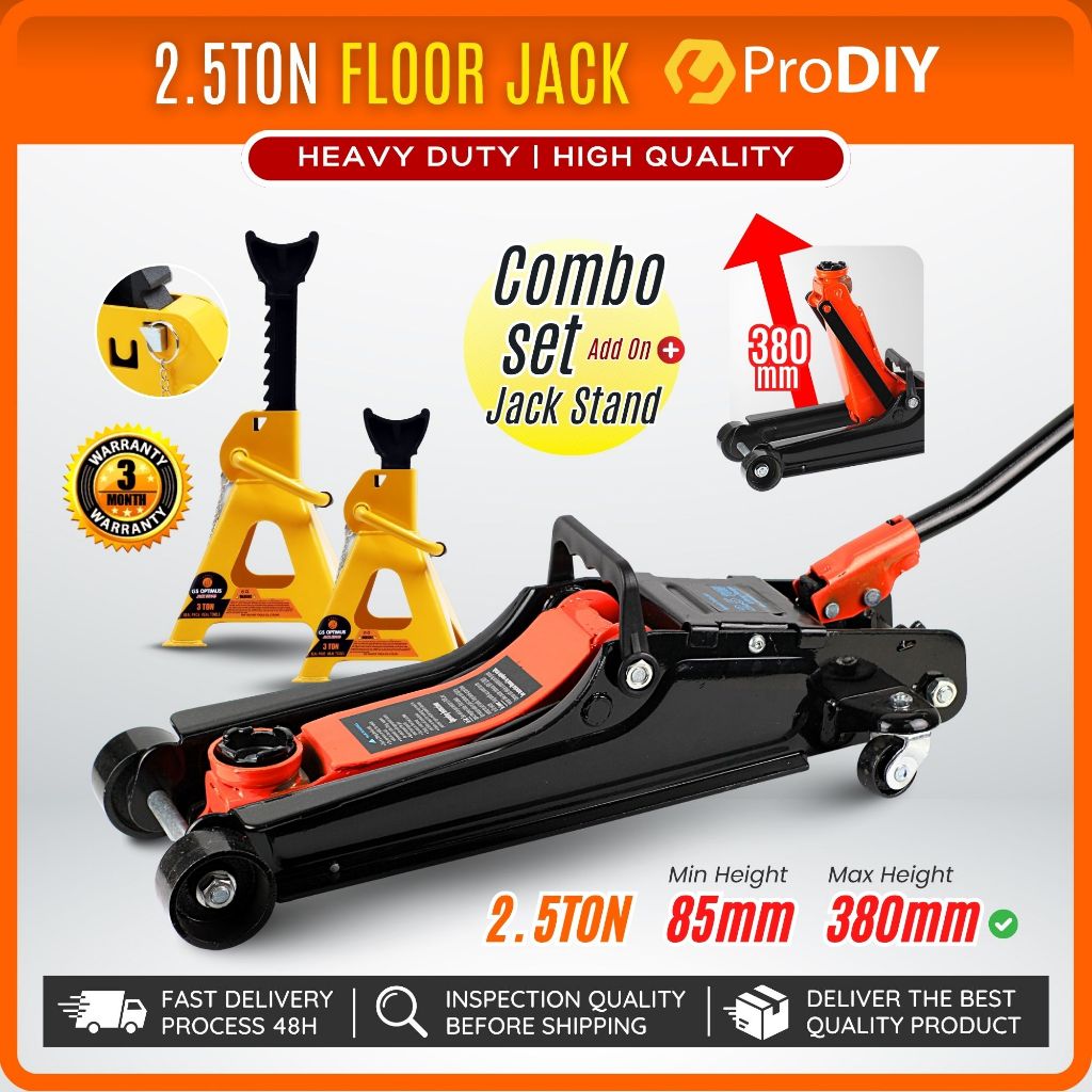 Low Profile Floor Jack 2.5 Ton 85mm - 380mm Hydraulic Jack Heavy Duty ...