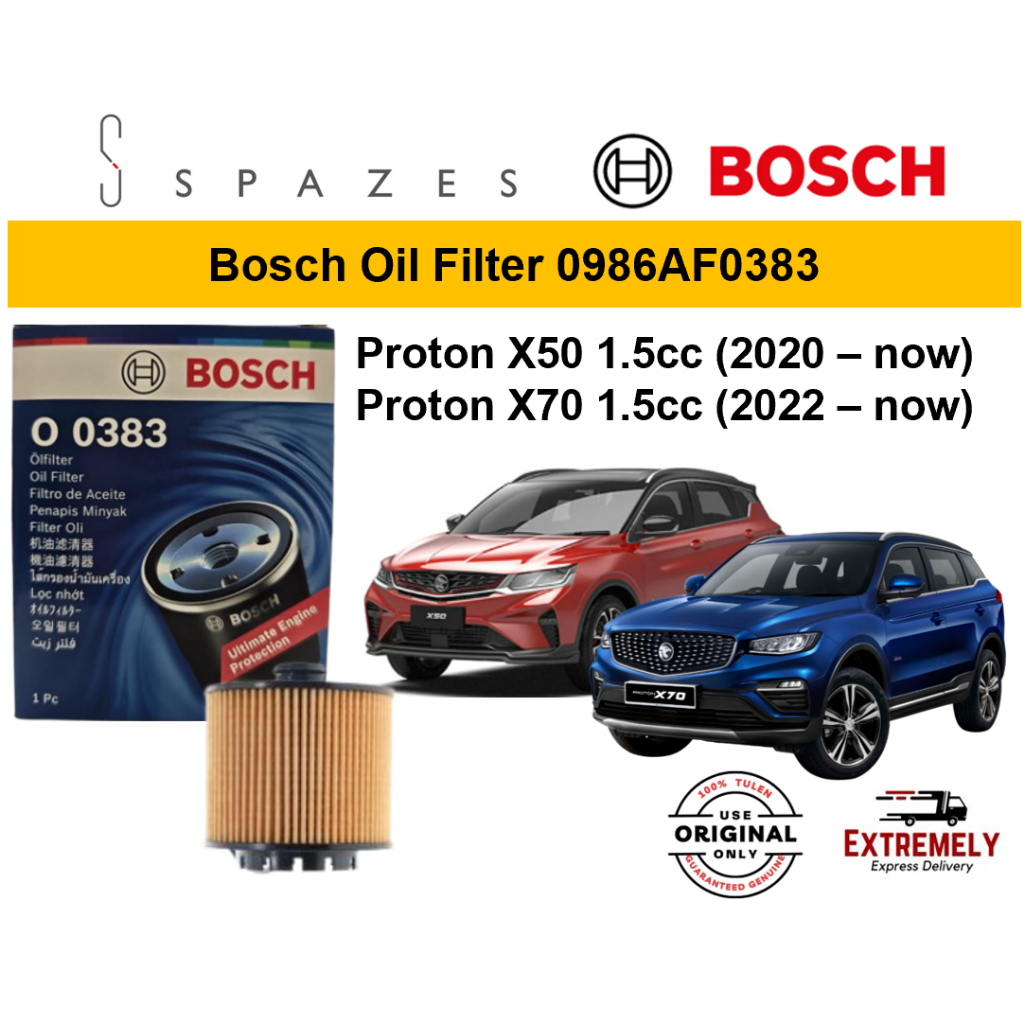 BOSCH OIL FILTER Proton X50 Oil Filter (0986AF0383) Penapis Minyak ...