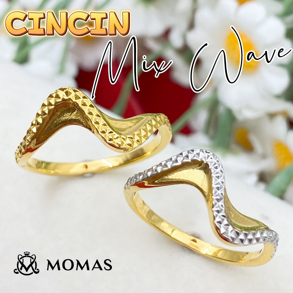 Cincin Wave Mix Emas 916 Original Cincin Ombak Emas 916 Tulen Cincin ...