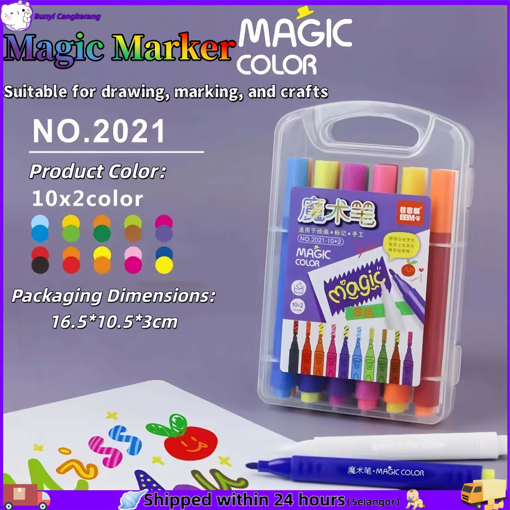 12Pcs/Box Fun Magic Color Change 10 Plus 2 White Magic Pen Invisible ...