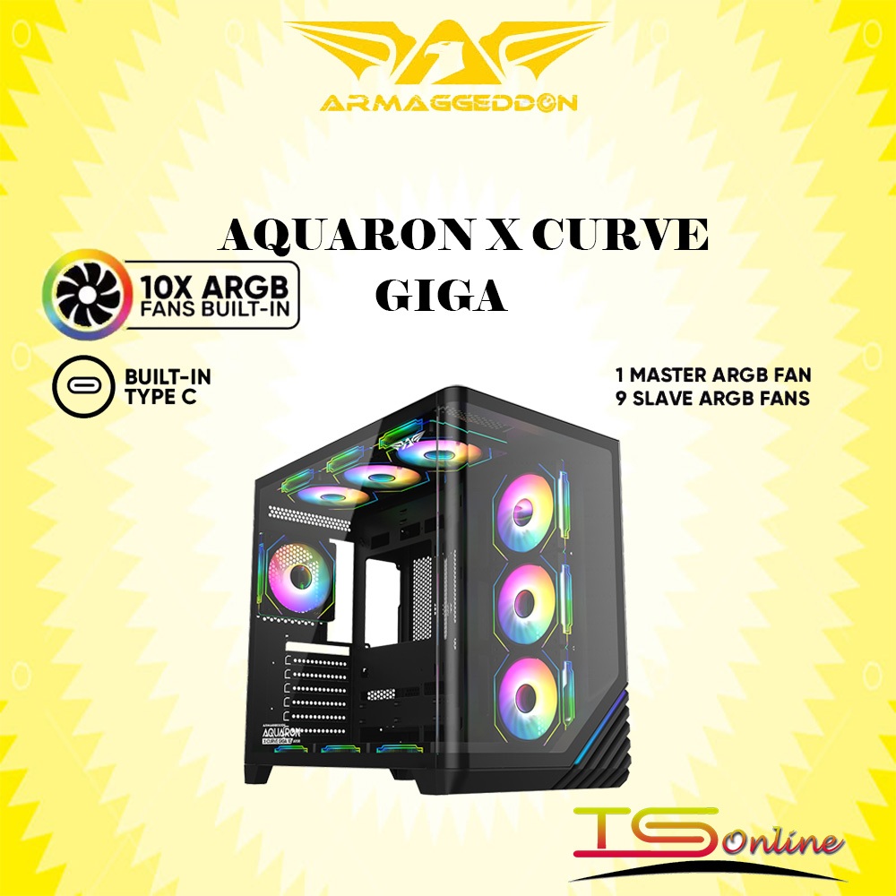 Armaggeddon Aquaron X-Curve Giga ATX Gaming PC Case (Pre-installed 10 ...