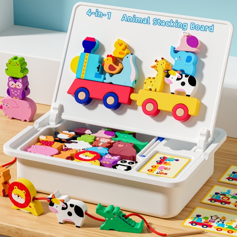 Children's Educational Stacking Blocks Set - Animal Puzzle Building Toy ...