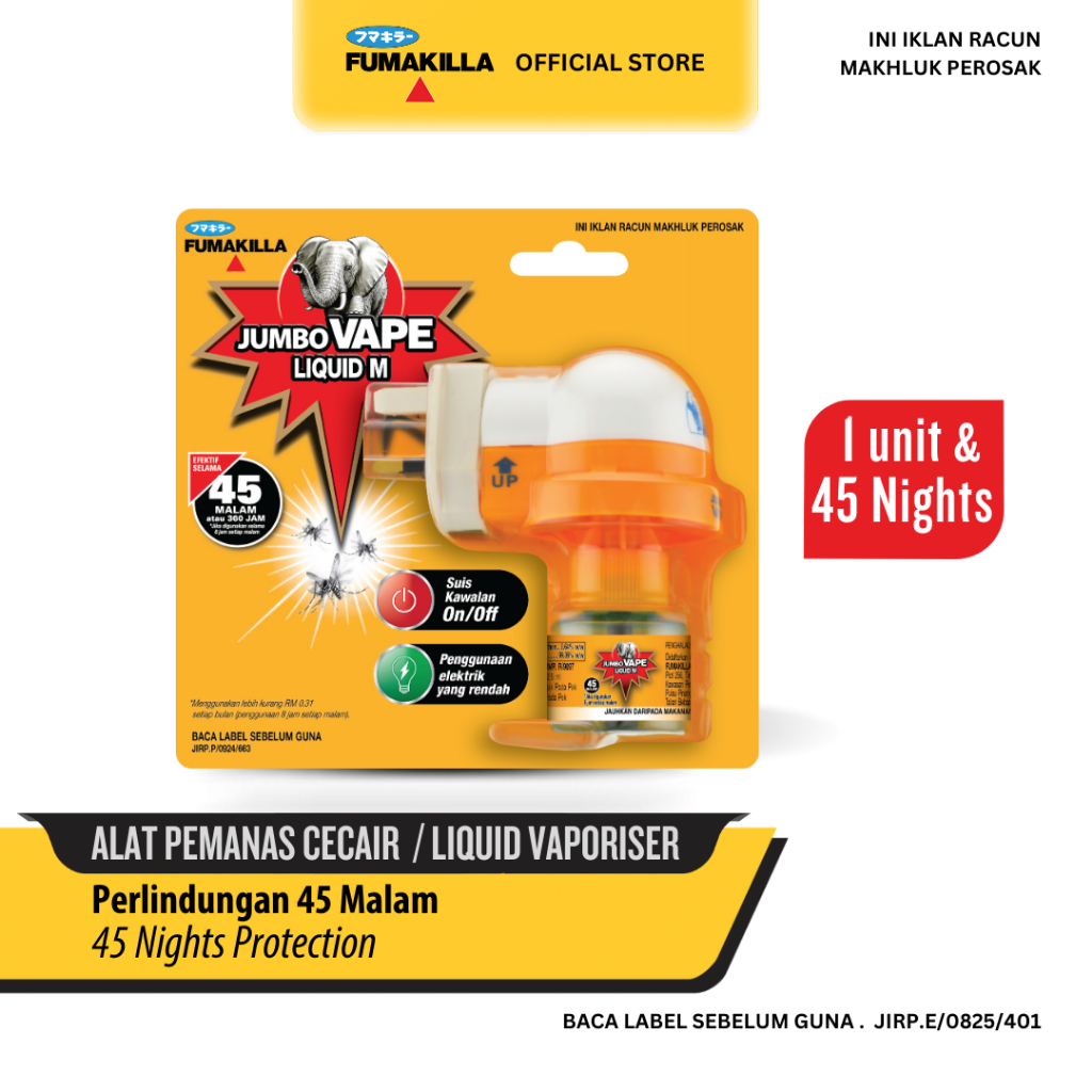 JUMBO VAPE LIQUID Alat Pemanas Cecair dengan Cecair Meruap 45 Malam ...