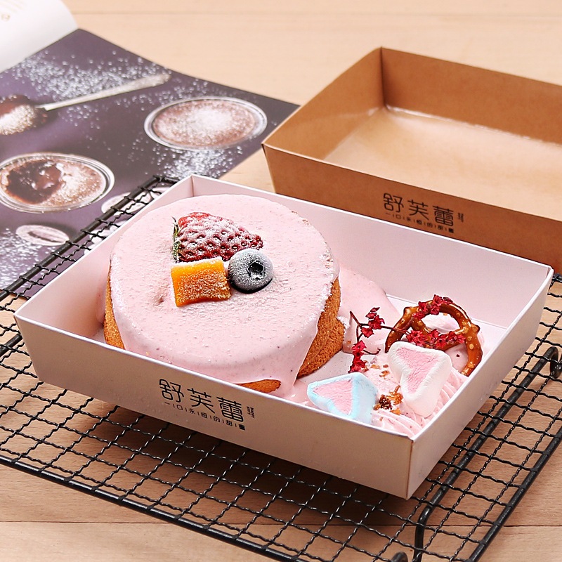 Big Kraft White Paper Rectangular Bakery Cake Donut Box Transparent Lid ...