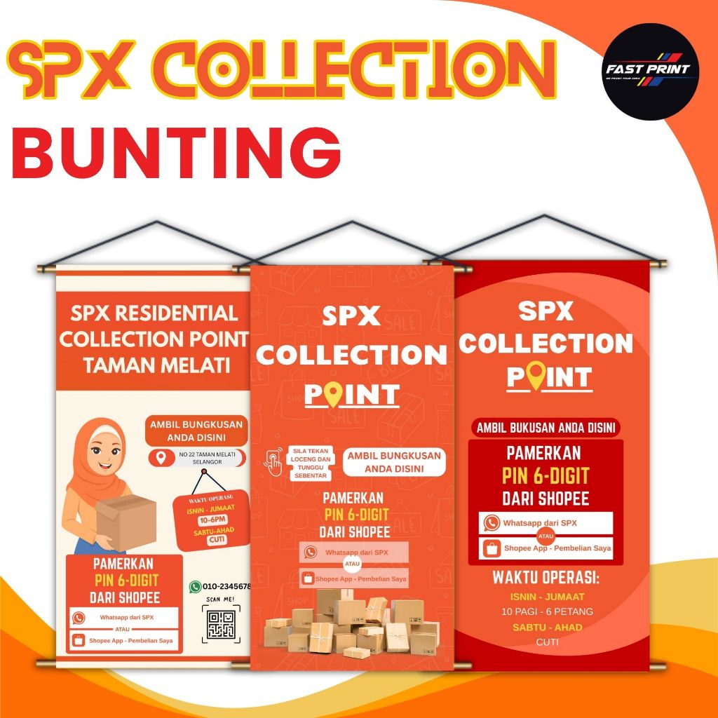 Bunting SPX Collection Point 2x4ft, FREE TEMPLATE DESIGN | Shopee Malaysia