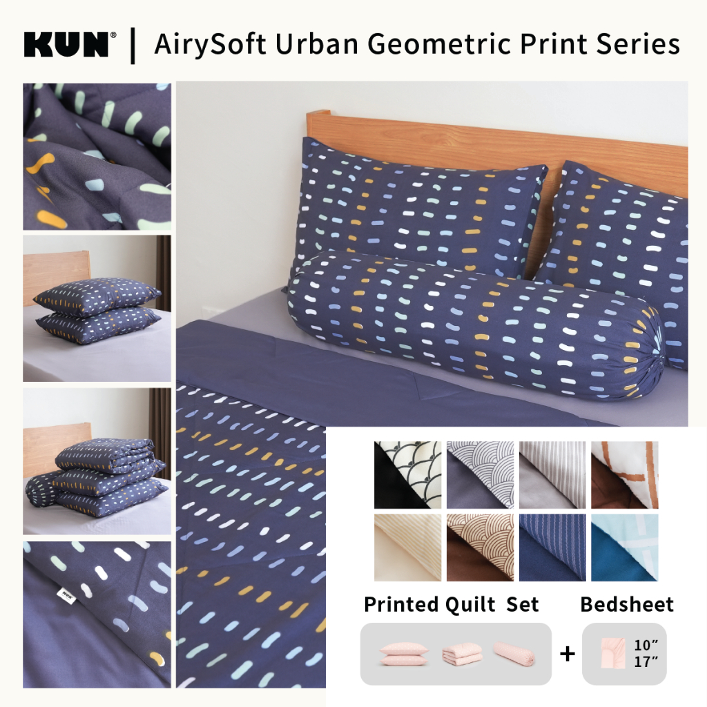 Kun AirySoft Urban Geometric Printed Series- Printed Bedding Set SS/Q/K ...