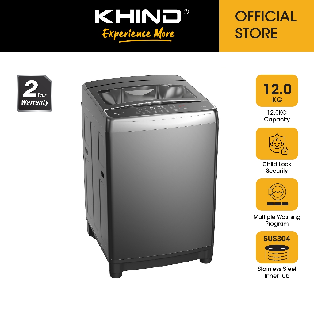 KHIND Fully Auto Washing Machine | Mesin Basuh Automatik (12KG) WM120A ...