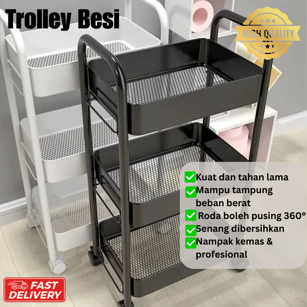 Storage Rack Shelf Trolley Rack Trolley Rak-Troli Rak Dapur Kitchen ...