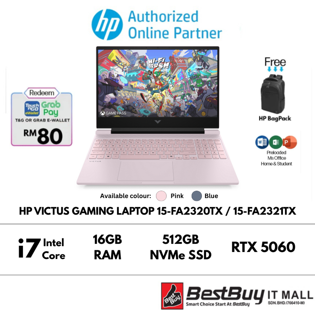 HP Victus Gaming Laptop 15-fa2320TX - Pink / 15-fa2321TX - Blue (Core ...