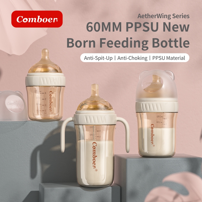 Comboer PPSU Botol Susu Bayi 60MM Wide Neck BabyFeeding Bottle | Anti ...