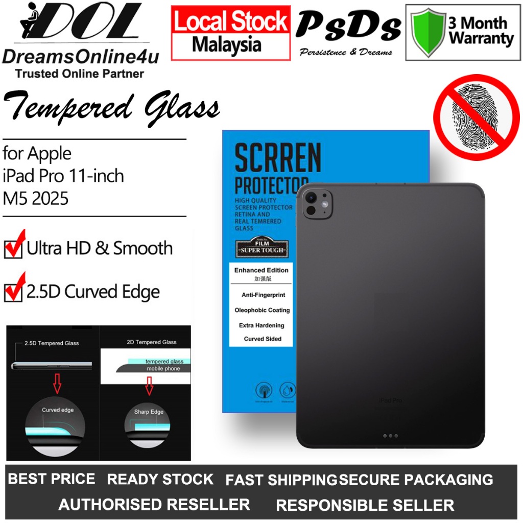 PsDs iPad Pro 11-inch (M5) 2025 2.5D Curve 9H Anti-fingerprint Tempered ...