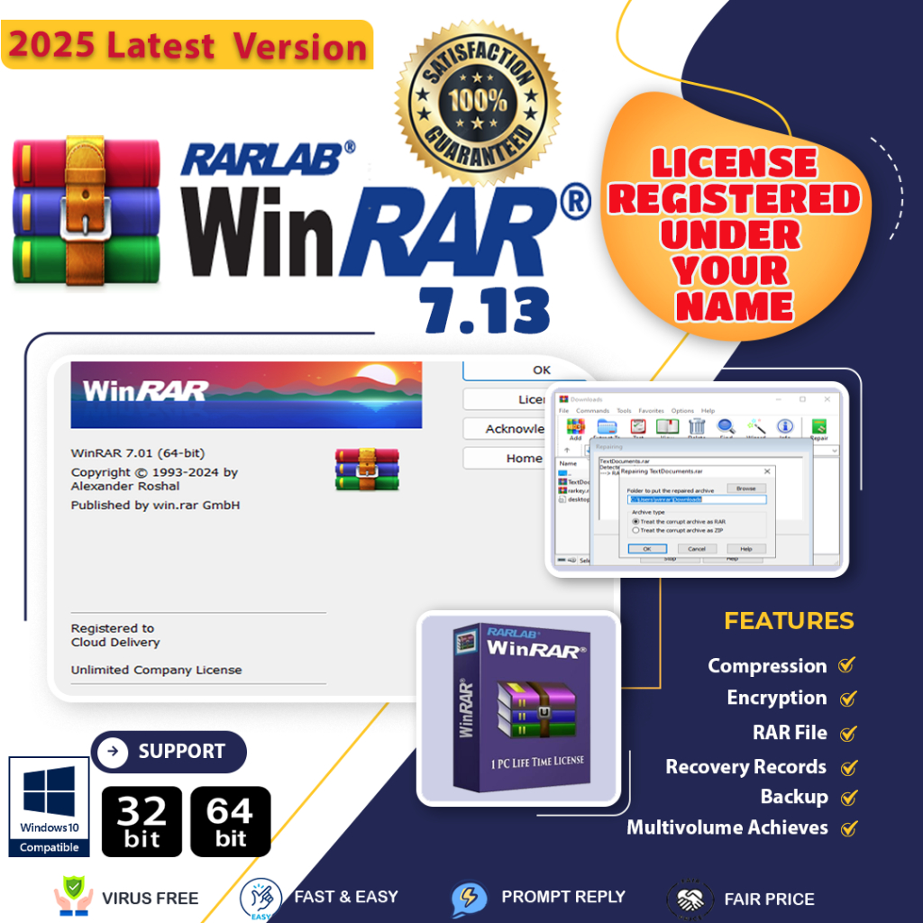WinRAR PRO 7.13 [UPDATABLE] License Key | Registered Under Your NAME ...