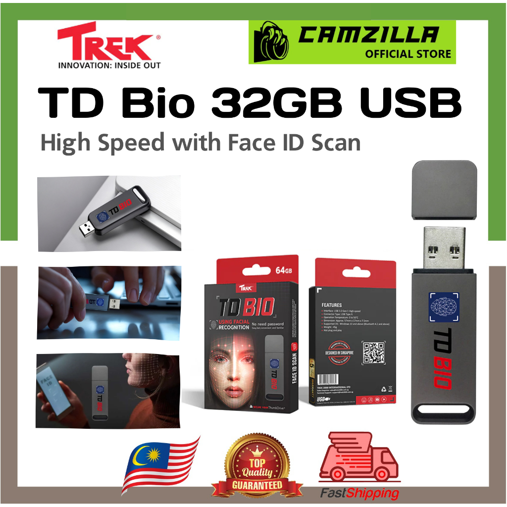 TREK TD Bio USB 3.2 High Speed with Face ID Scan 32GB - Biometric facial Recognition | Shopee ...