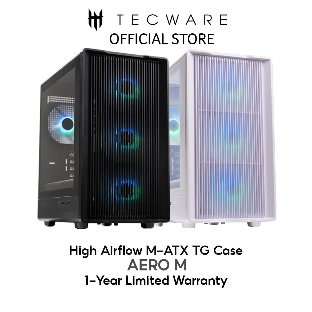 TECWARE AERO M TG ARGB DESKTOP PC CASE - BLACK / WHITE ( WITH 4 UNIT ...