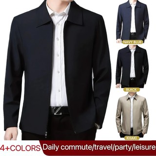 【Local Delivery】Bomber Jacket for Men with Zipper and Pockets Polo Neck ...