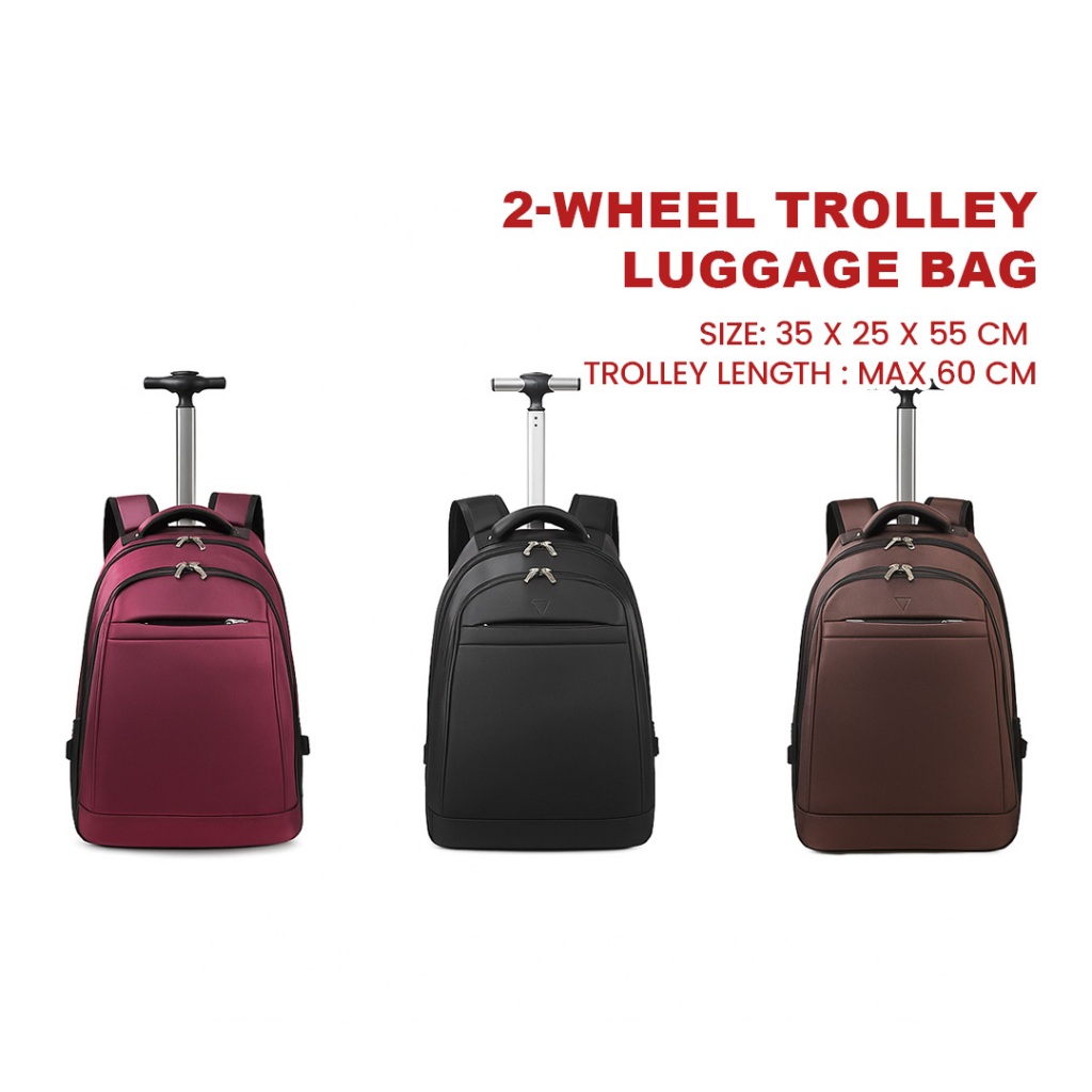 MILANDO Travel 2-Wheel Trolley Bag Backpack Suitcase Cabin Bag Business ...