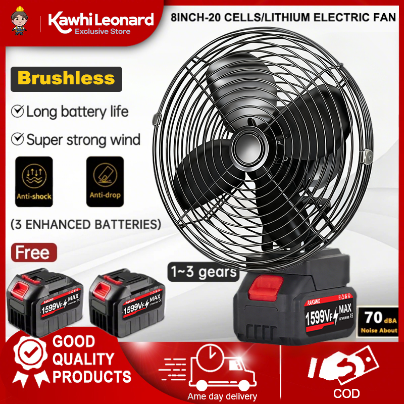 🔥8 Inch Portable Camping Fan Cordless Kipas Rechargeable Strong Wind ...