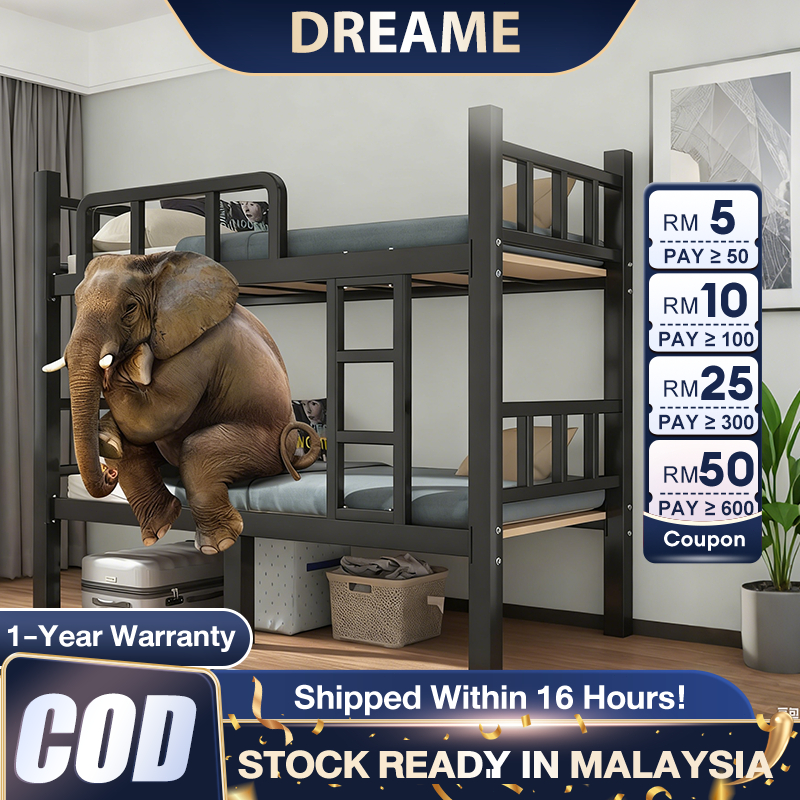 𝑫𝑹𝑬𝑨𝑴𝑬 Double Decker Steel Bed Frame Heavy Duty Bunk Bed Besi Katil ...