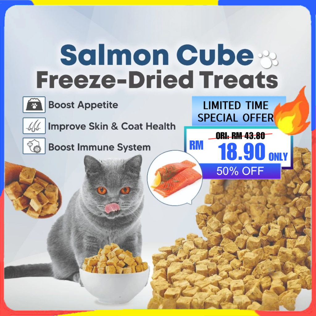 PETSEE Salmon Cube Freeze Dried Treats Booster Gemok Repacked Pet ...