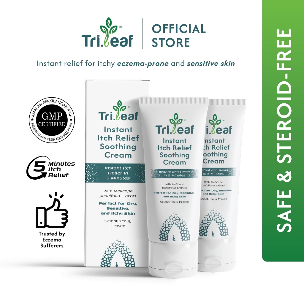 TriLeaf Instant Itch Relief Soothing Cream (50g x 2), Steroid-free ...