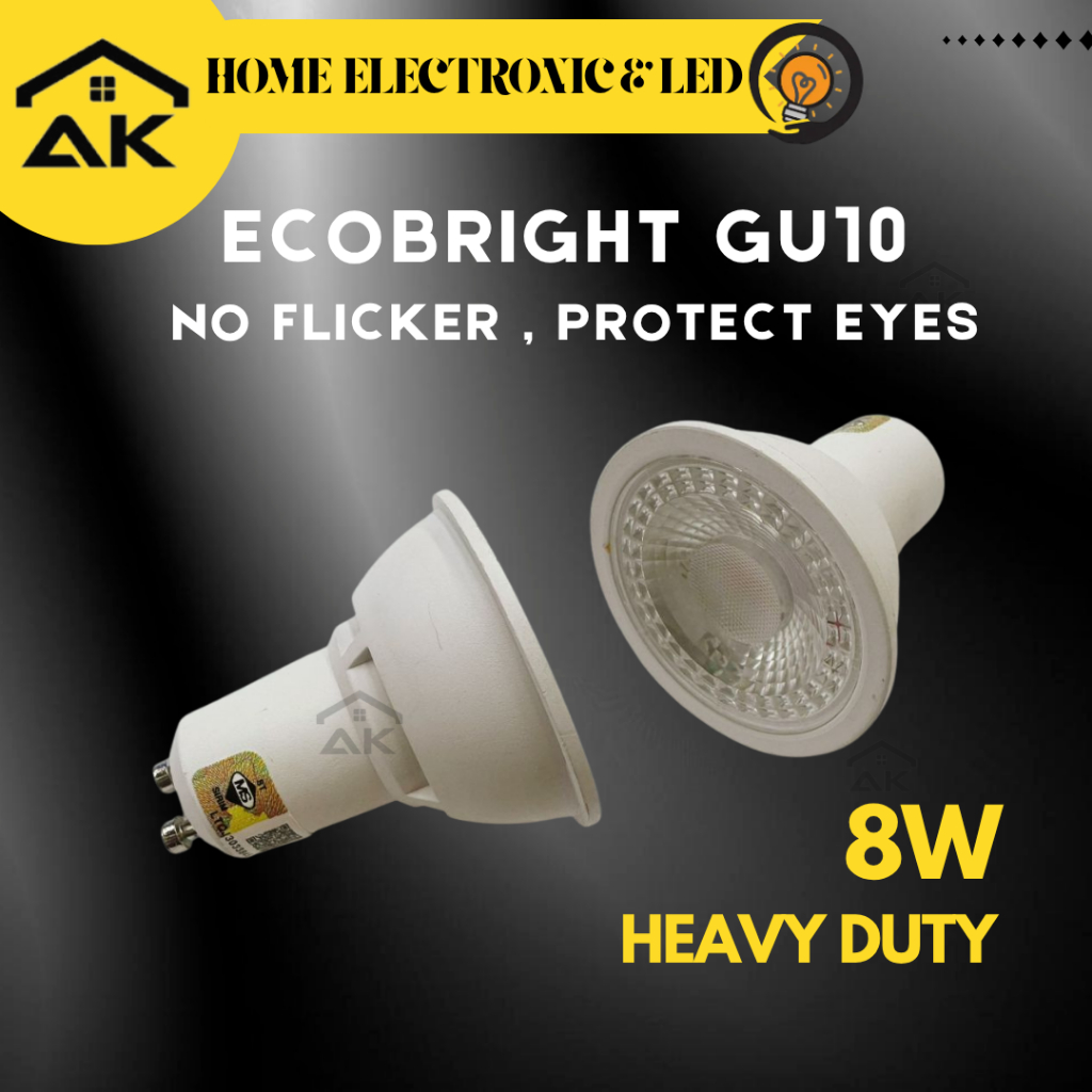 ECOBRIGHT GU10 LED SPOTLIGHT 8W WARM WHITE 3000K / 4000K COOL LIGHT ...