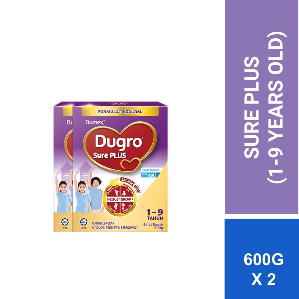 Dumex DUGRO Sure Plus 1.2kg (600g x 2) 1-9years (EXP 2/2027) | Shopee ...