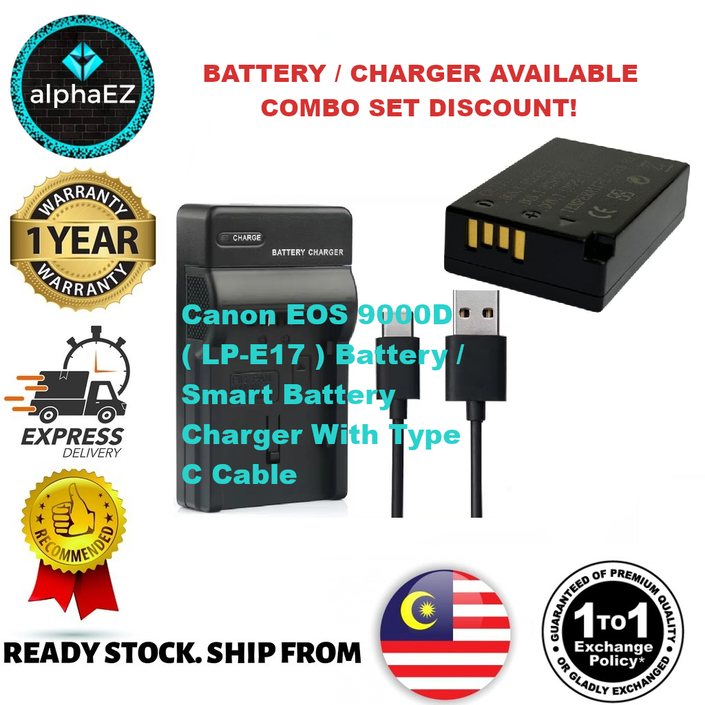 CANON EOS 9000D ( LP-E17 ) LPE17 Battery / Smart Charger Type C Cable ...