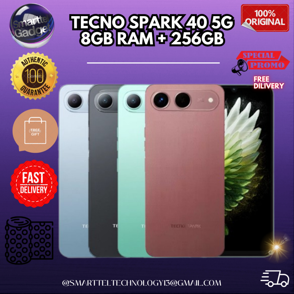Tecno Spark 40 5G | 8+256GB Smartphone | 50MP Dual Camera | Dimensity 6400 5G+ | 6000mAh Battery ...